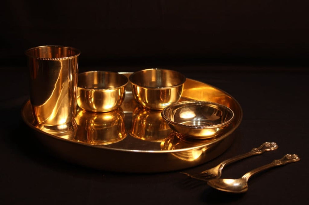Brass Thali Set | Pital Dinner Thali Set – Codesustain Ventuures Pvt Ltd